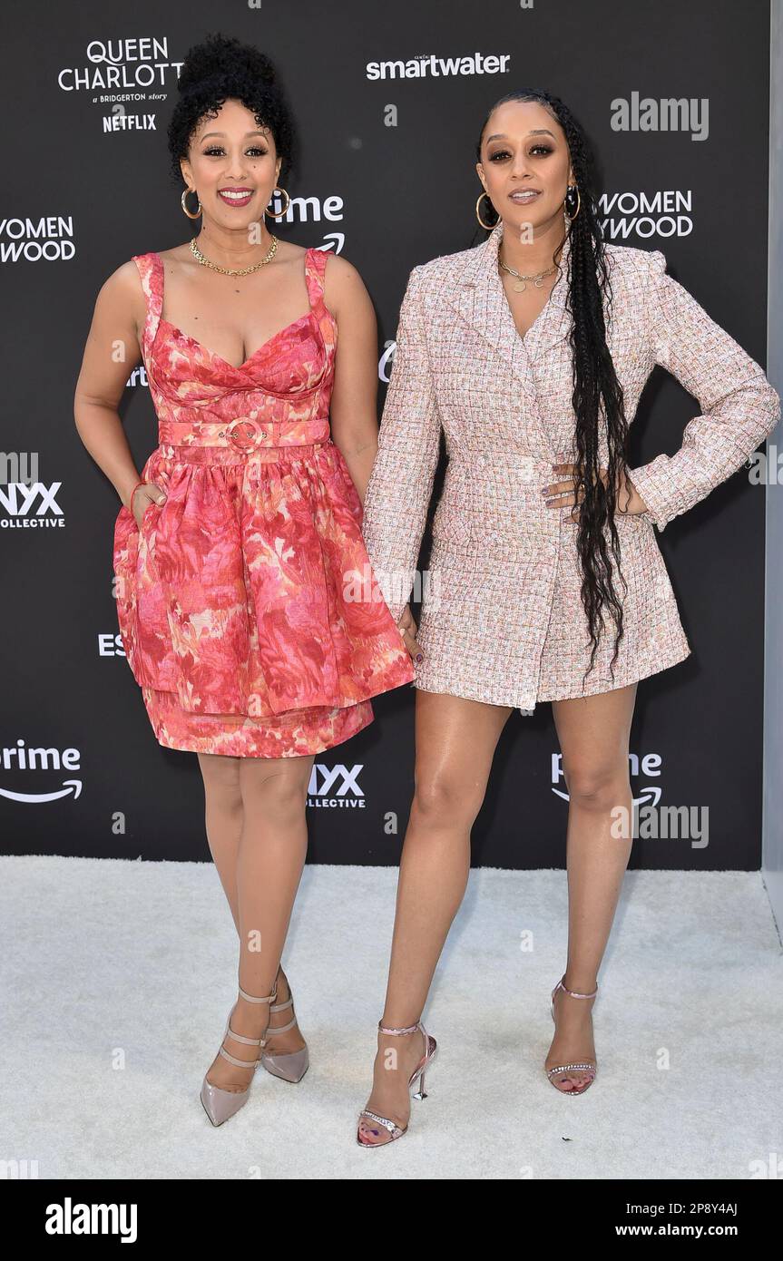 Tamera Mowry, left, and Tia Mowry arrive at the Essence 16th annual ...