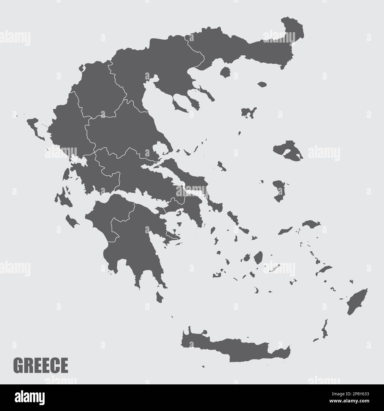 Greece administrative map isolated on gray background Stock Vector ...