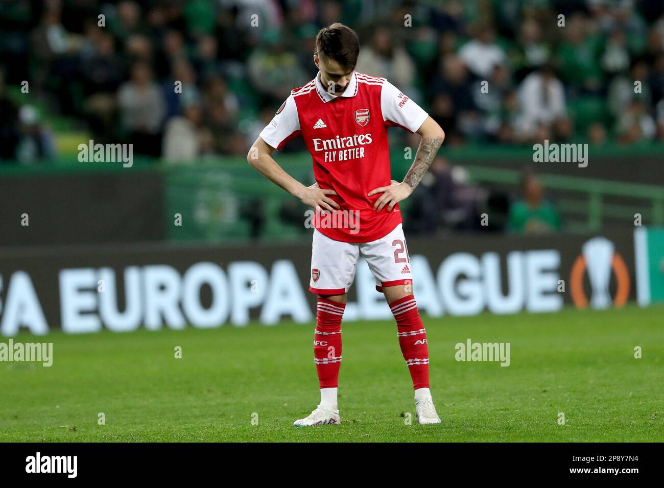 Lisbon, Portugal. 9th Mar, 2023. Fabio Vieira of Arsenal FC reacts ...
