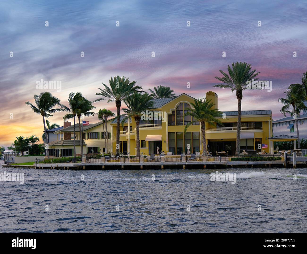 Yellow Mansion at Dusk Stock Photo - Alamy