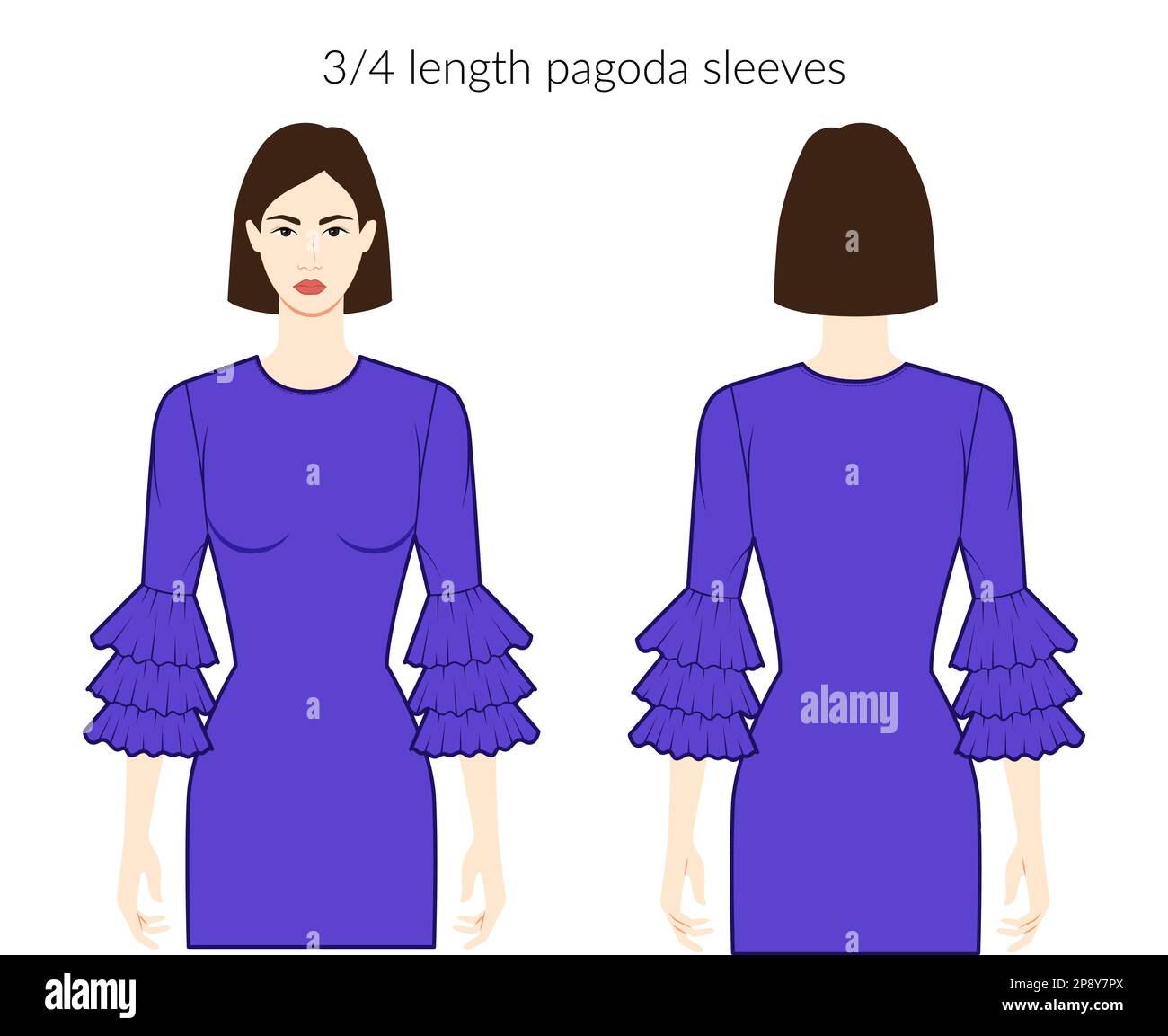 Pagoda sleeves clothes character beautiful lady in blue top, shirt ...