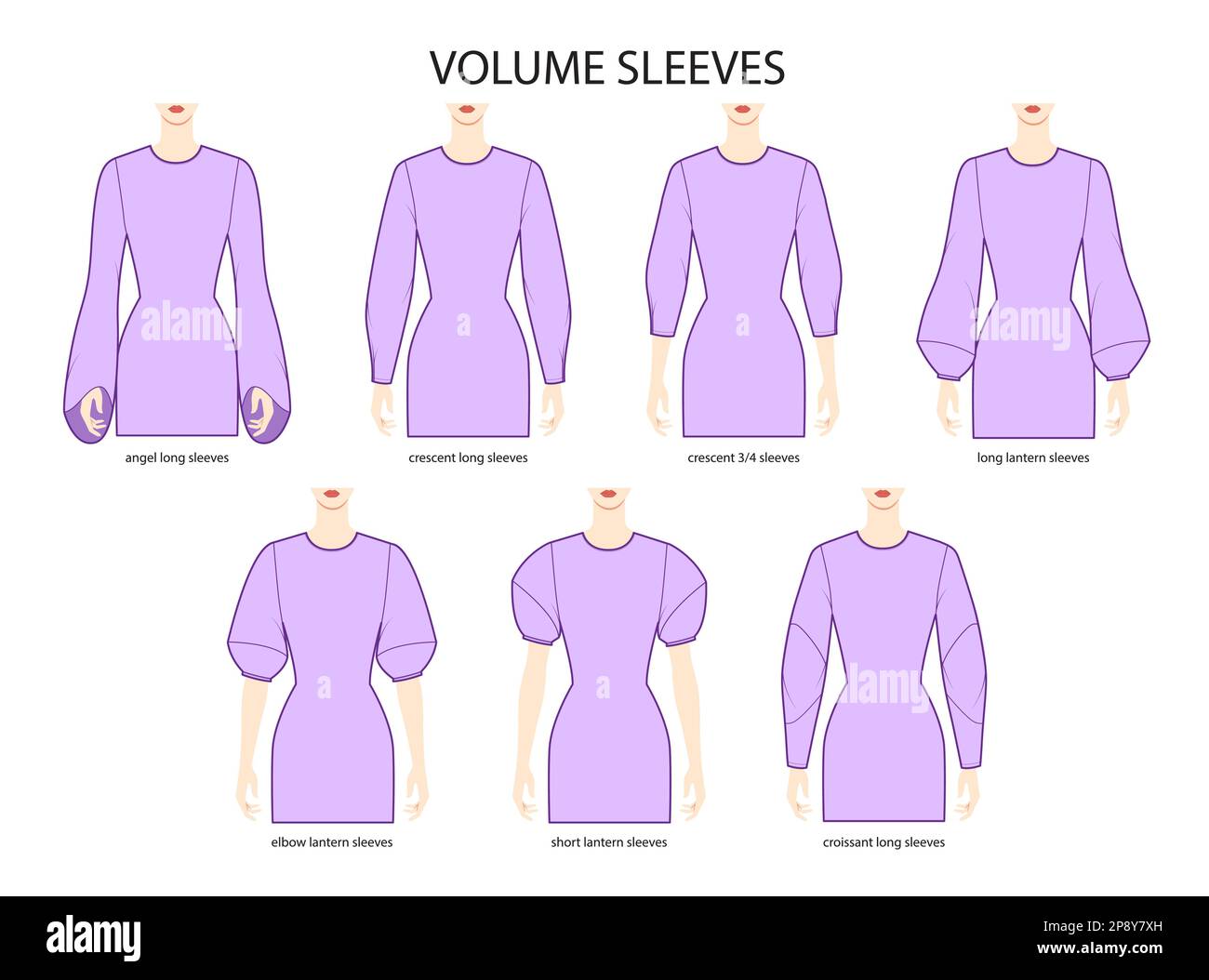 Set of Volume sleeves clothes angel, crescent, croissant, lantern long ...