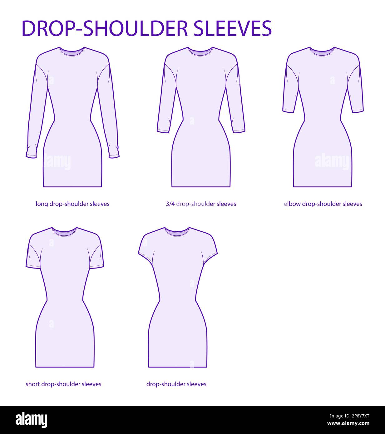 Set of Drop-shoulder sleeves clothes - long, short, 3-4, elbow length ...