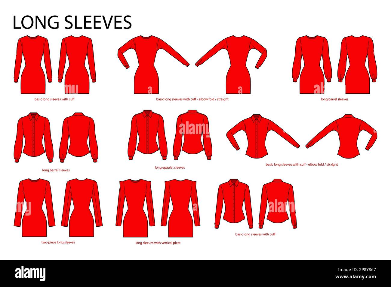 Set of Long sleeves basic clothes with cuff, barrel, two piece ...