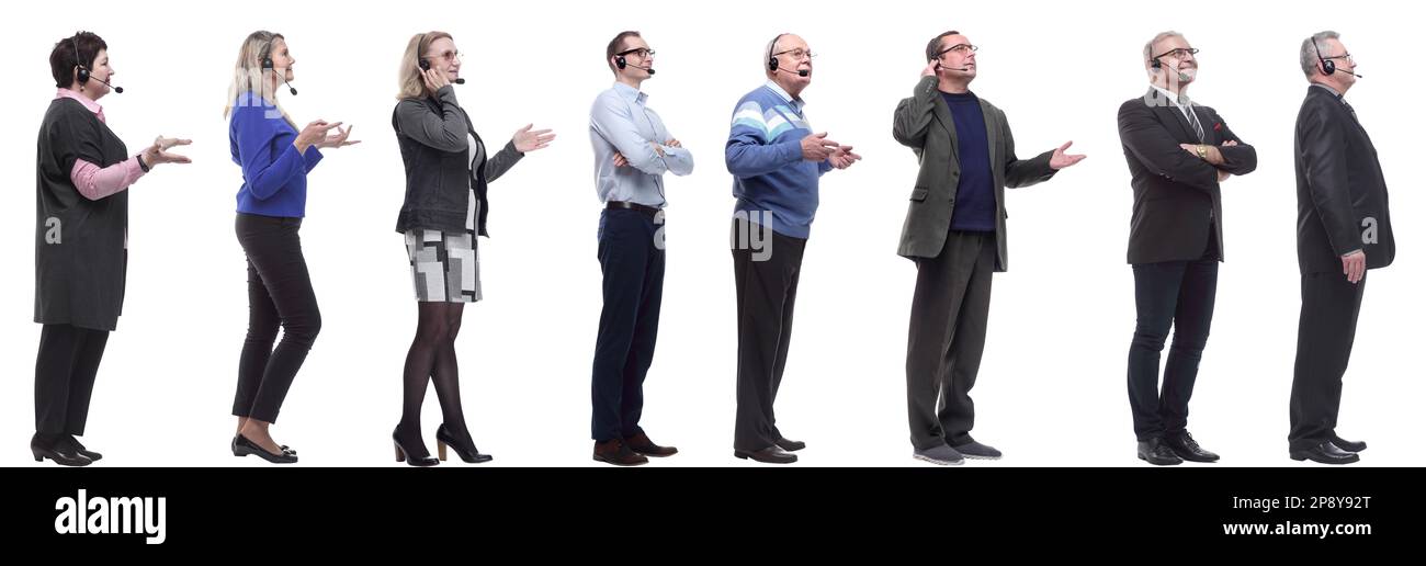 group of business people with microphone isolated Stock Photo - Alamy