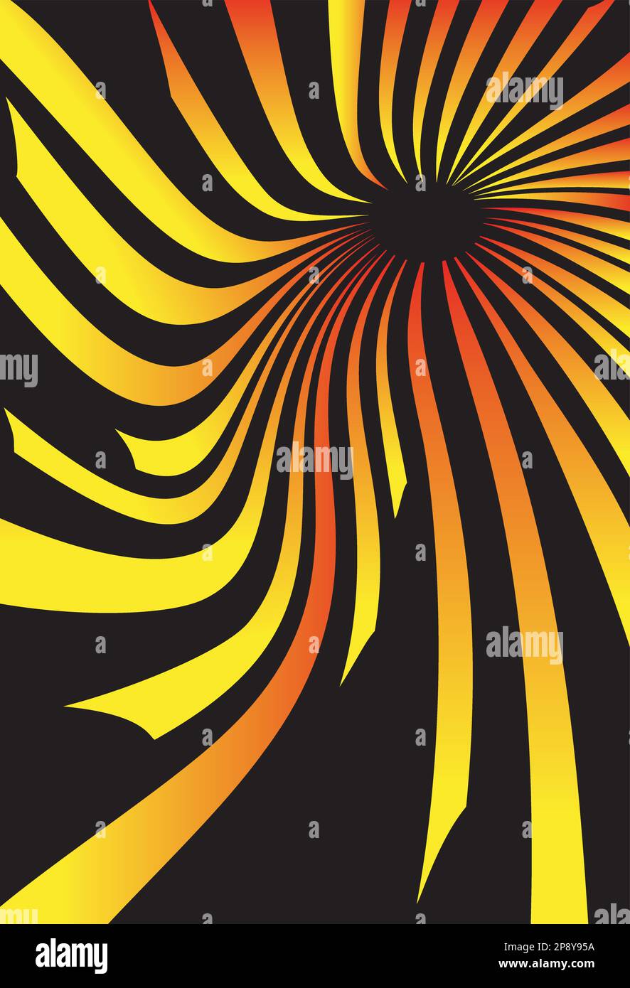 Abstract Background Explosion Of Yellow And Orange Sun Rays Black