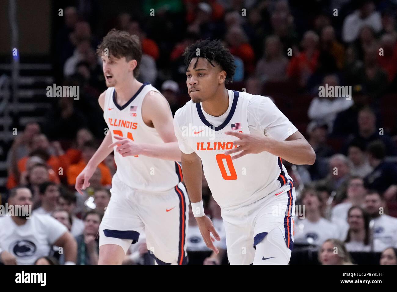 Illinois's Terrence Shannon Jr. (0) celebrates his three-point basket ...