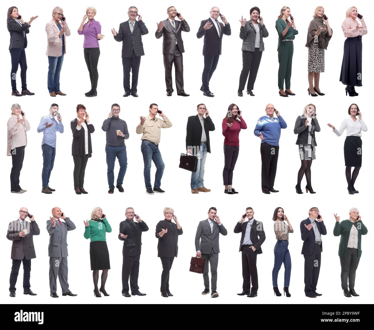 group of people holding phone in hand isolated Stock Photo - Alamy