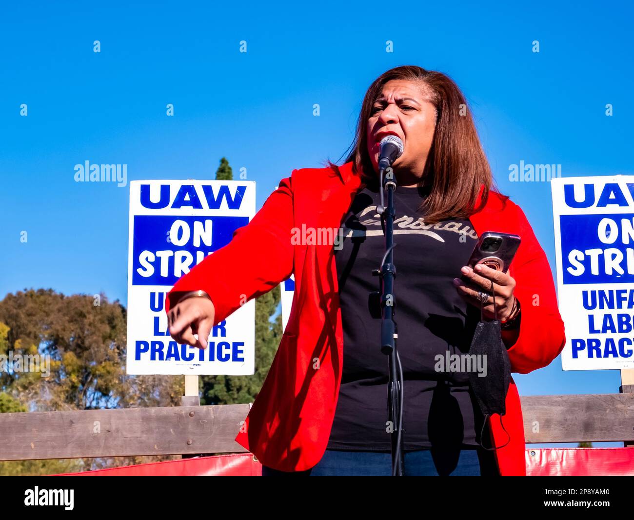 December 14, 2023 - Cecily Myart-Cruz, president of UTLA, at a UAW ...