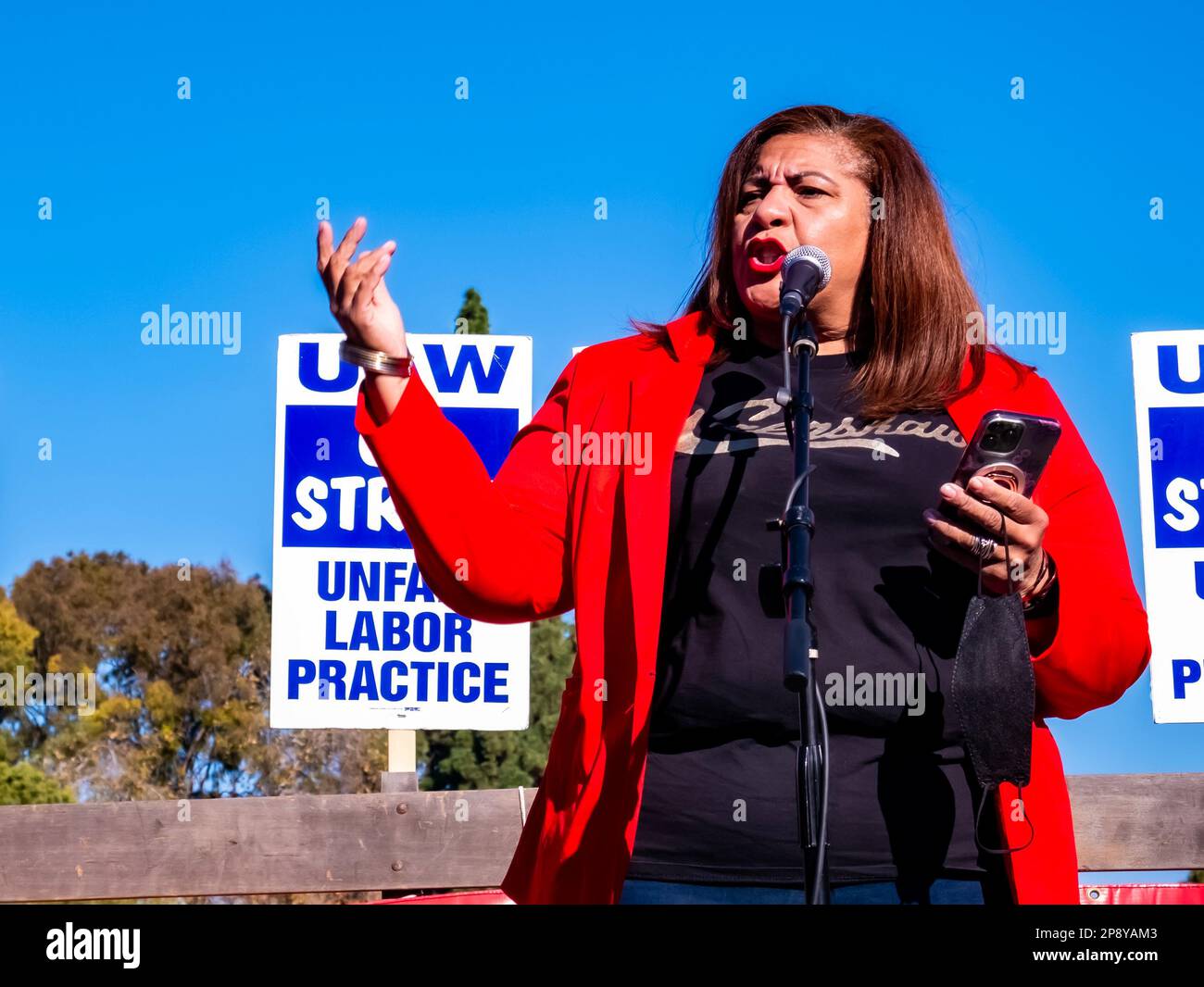 December 14, 2023 - Cecily Myart-Cruz, president of UTLA, at a UAW ...