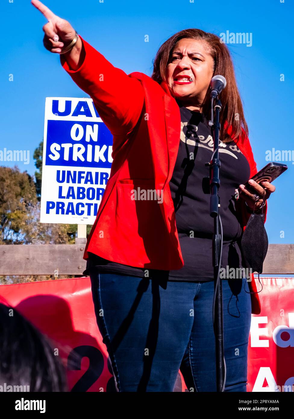 December 14, 2023 - Cecily Myart-Cruz, president of UTLA, at a UAW ...