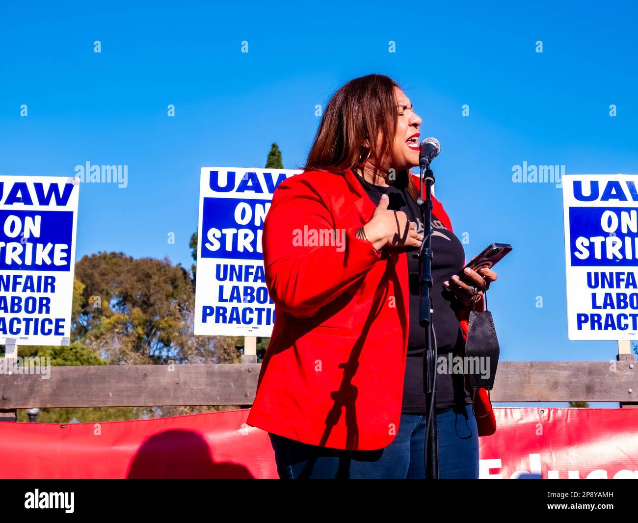 December 14, 2023 - Cecily Myart-Cruz, president of UTLA, at a UAW ...