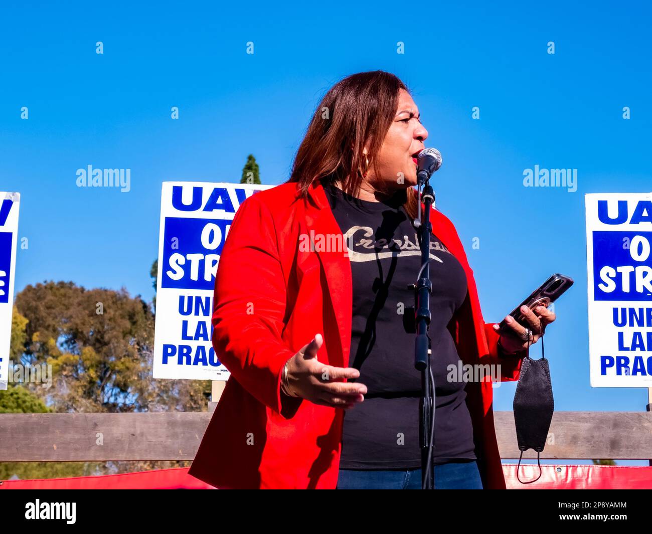 December 14, 2023 - Cecily Myart-Cruz, president of UTLA, at a UAW ...