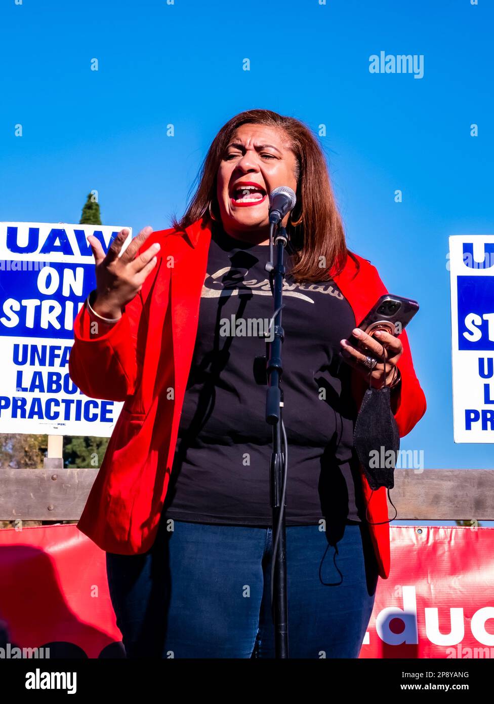 December 14, 2023 - Cecily Myart-Cruz, president of UTLA, at a UAW ...