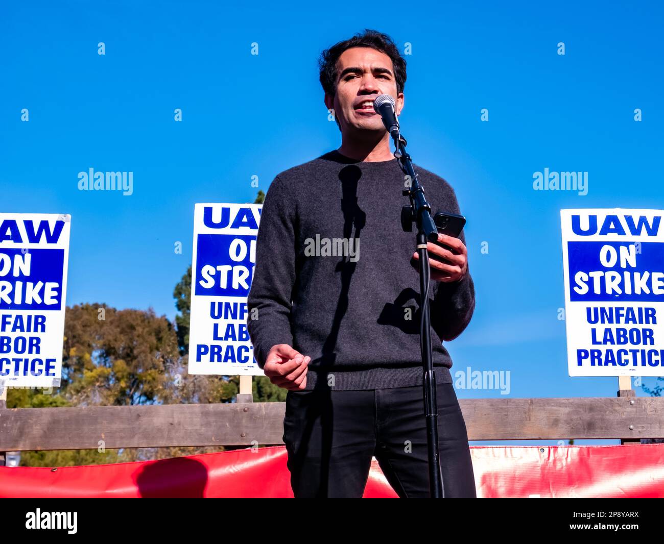 December 14, 2023 - Rafael Jaime, president of UAW 2865, at a UAW union ...