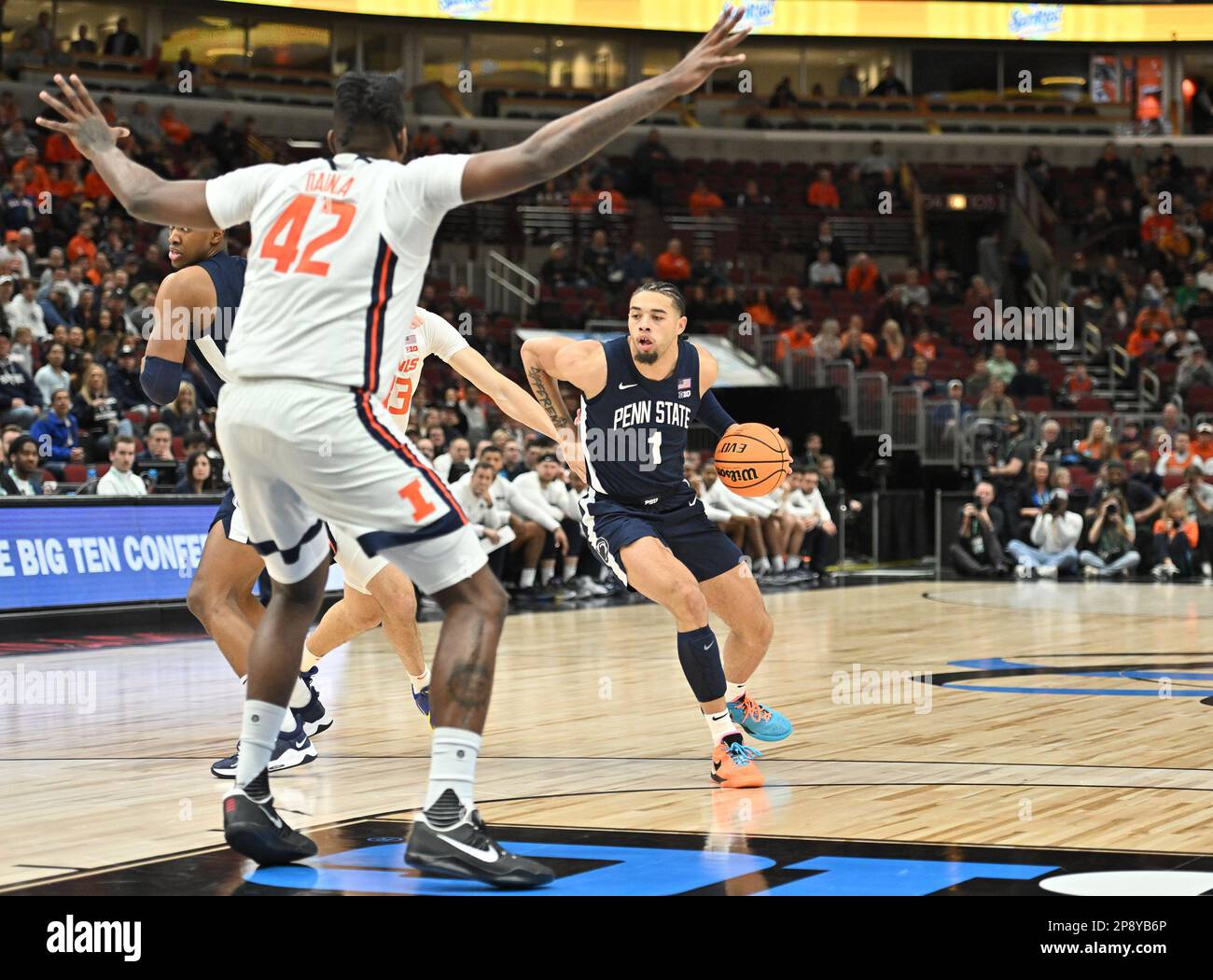 Chicago, Illinois, USA. 09th Mar, 2023. Penn State Nittany Lions guard ...
