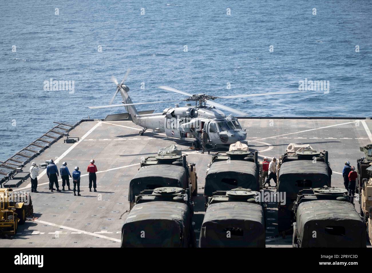 A U.S. Navy MH-60 Seahawk with helicopter sea combat squadron 25, with ...