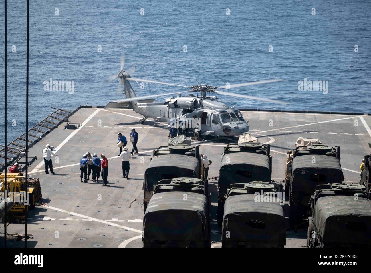 A U.S. Navy MH-60 Seahawk with helicopter sea combat squadron 25, with ...