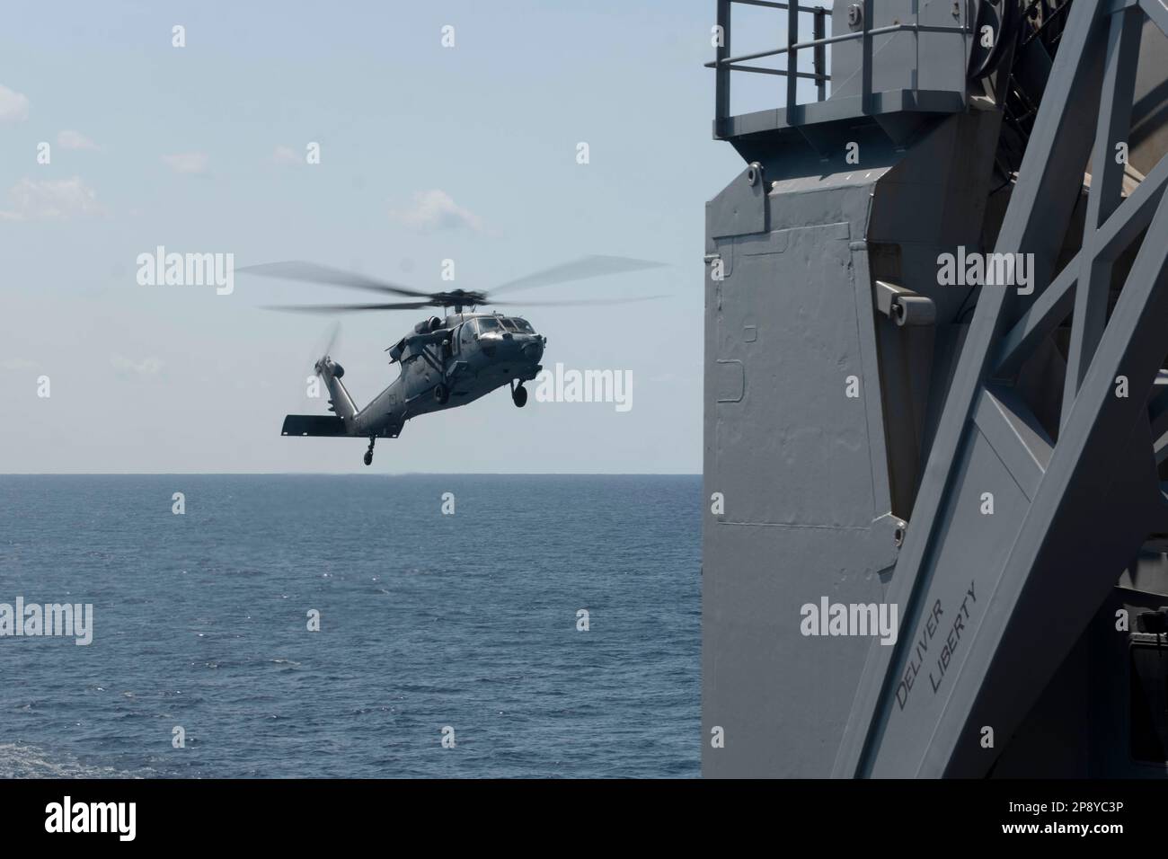 A U.S. Navy MH-60 Seahawk with helicopter sea combat squadron 25, with ...