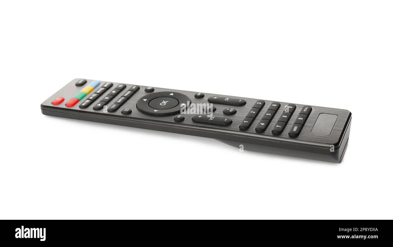 Modern tv remote control isolated on white Stock Photo - Alamy