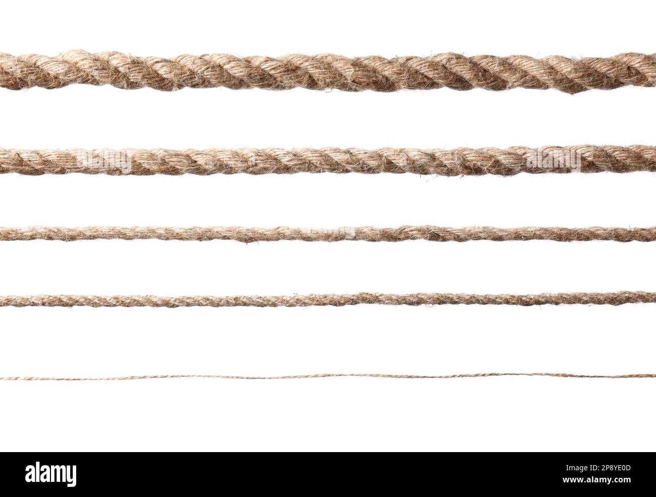 Set of hemp ropes on white background Stock Photo - Alamy