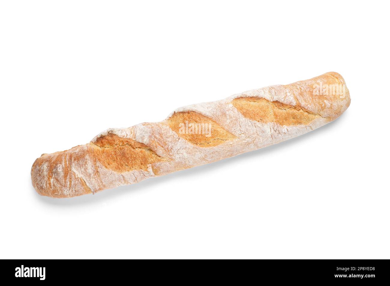 Crispy French baguette isolated on white. Fresh bread Stock Photo - Alamy
