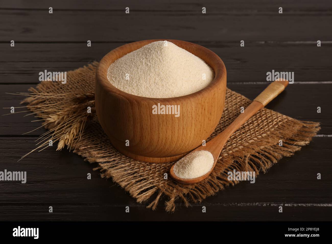 Fresh semolina on black hi-res stock photography and images - Alamy