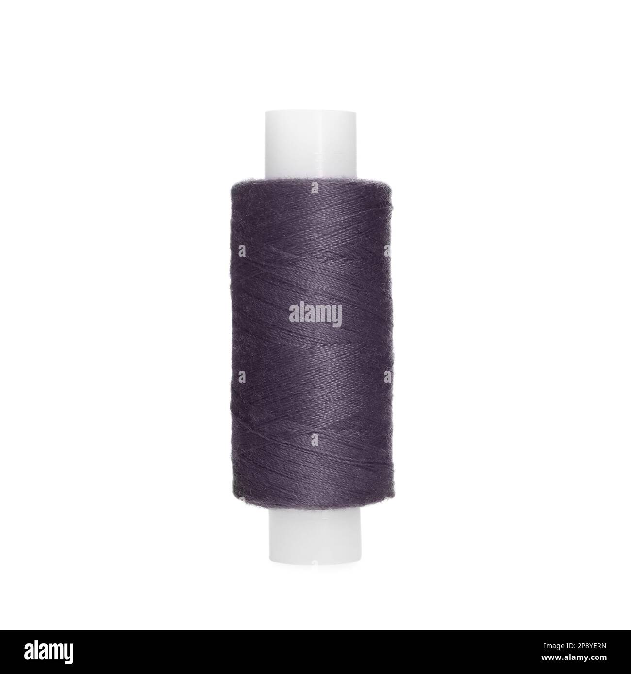 Spool of dark grey sewing thread isolated on white Stock Photo - Alamy