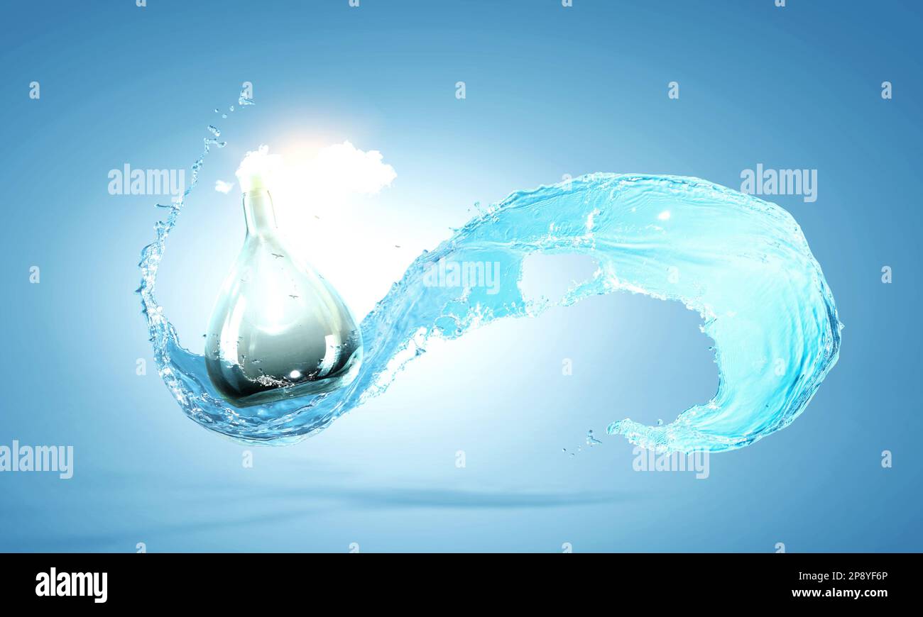 Water splash out of glass bottle Stock Photo - Alamy