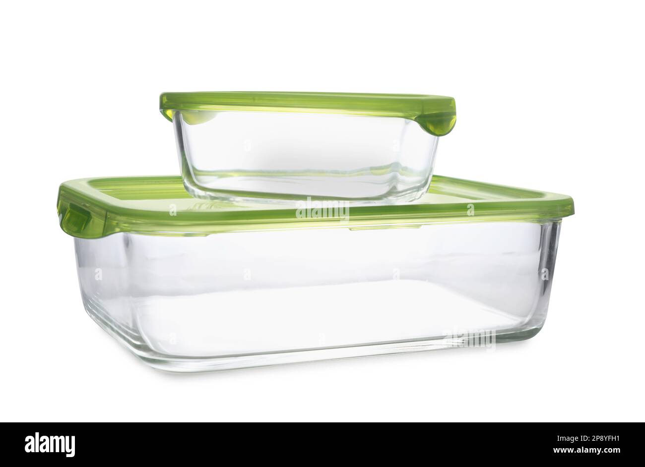 Empty glass containers for food on white background Stock Photo - Alamy