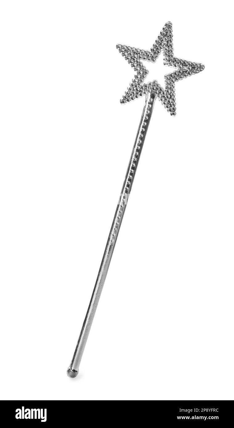 Beautiful silver magic wand isolated on white Stock Photo - Alamy