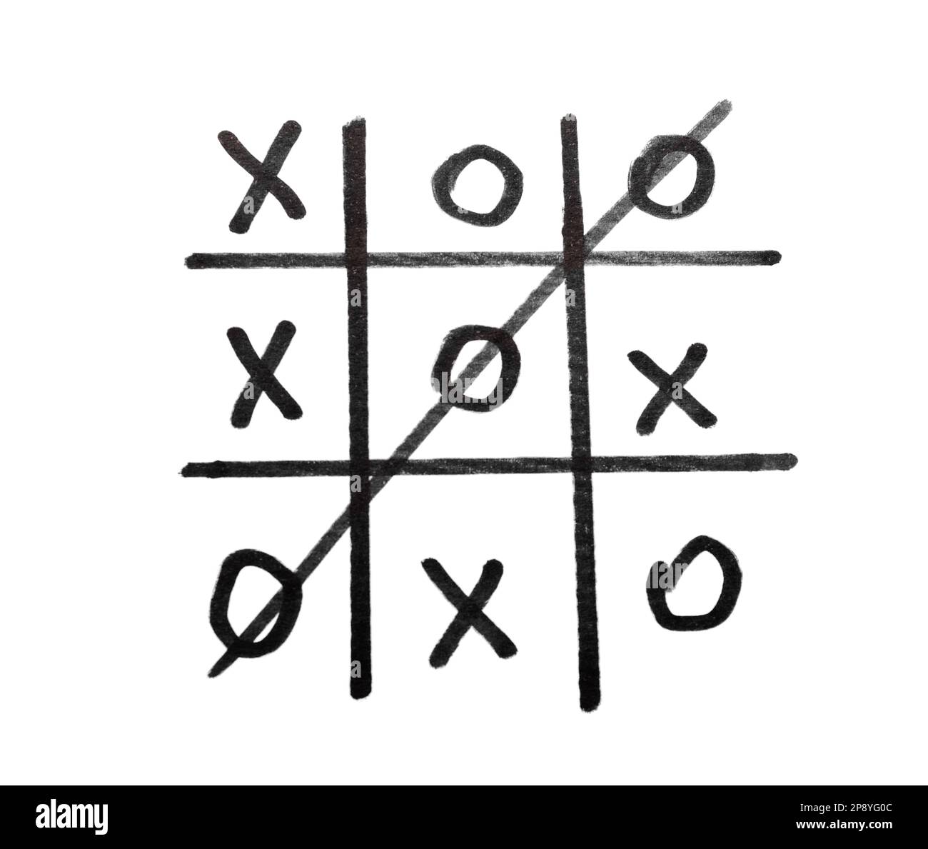 Hand drawn tic-tac-toe game on white background Stock Photo - Alamy