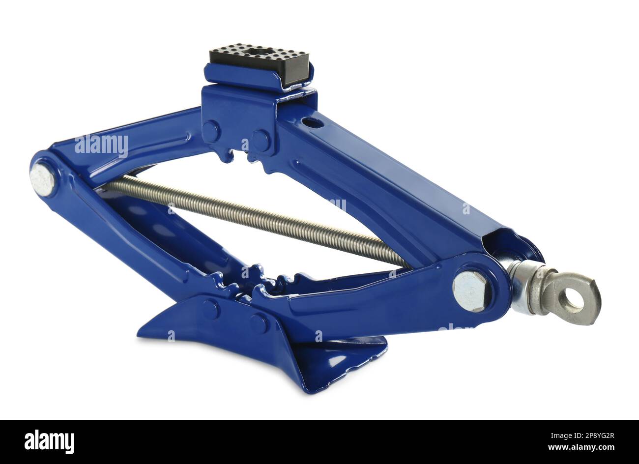 Blue car scissor jack isolated on white Stock Photo - Alamy