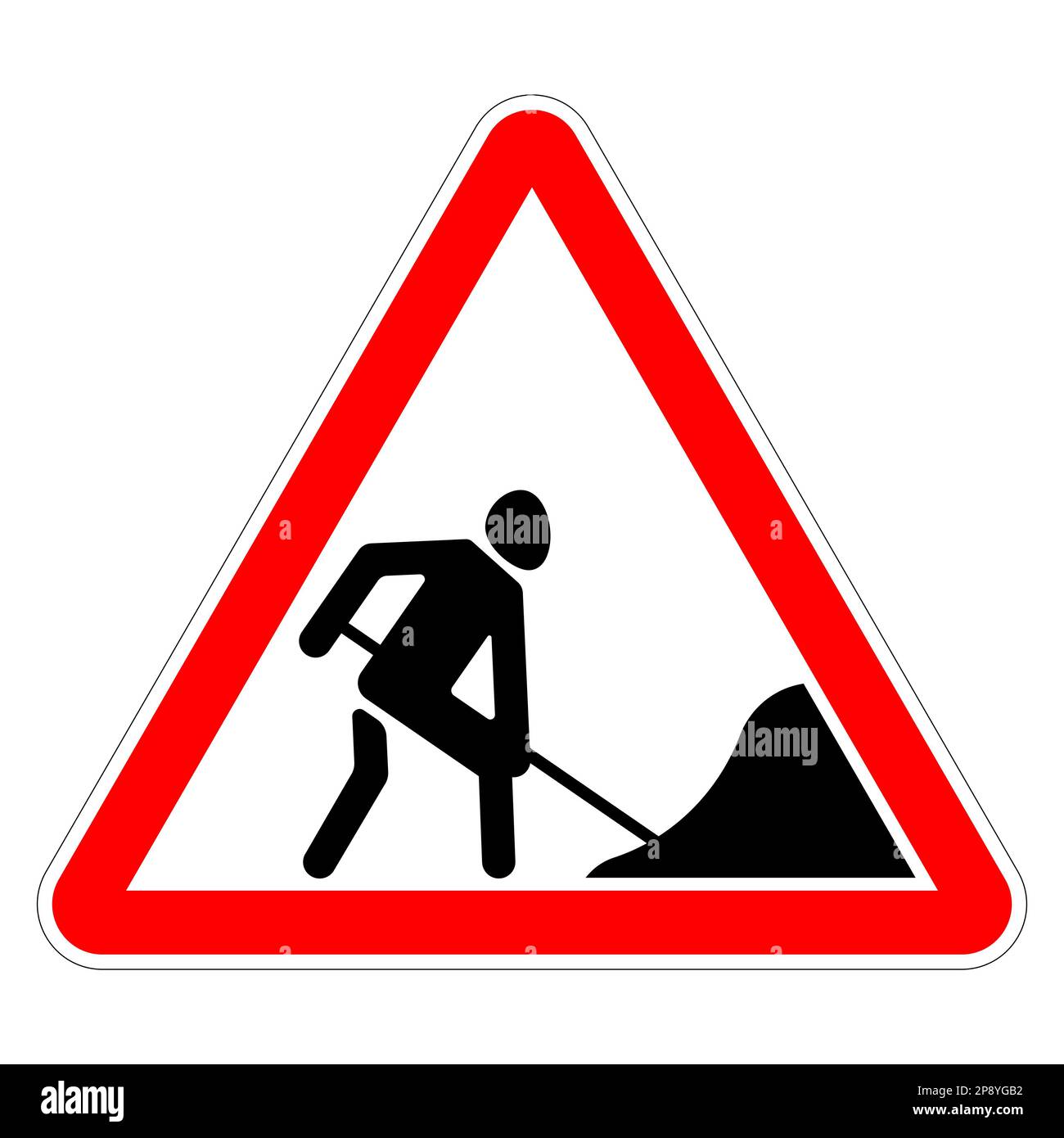 Traffic sign ROAD WORKS on white background, illustration Stock Photo ...