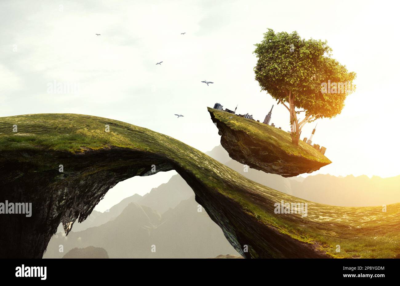 Green curved landscape with grass Stock Photo - Alamy