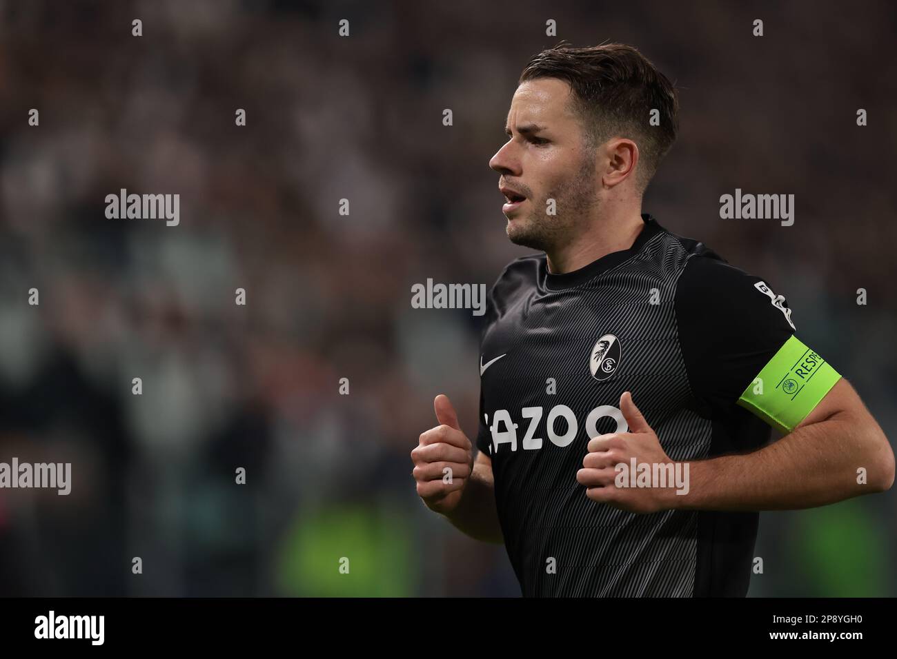 Turin, Italy, 9th March 2023. Christian Gunter of SC Freiburg during ...