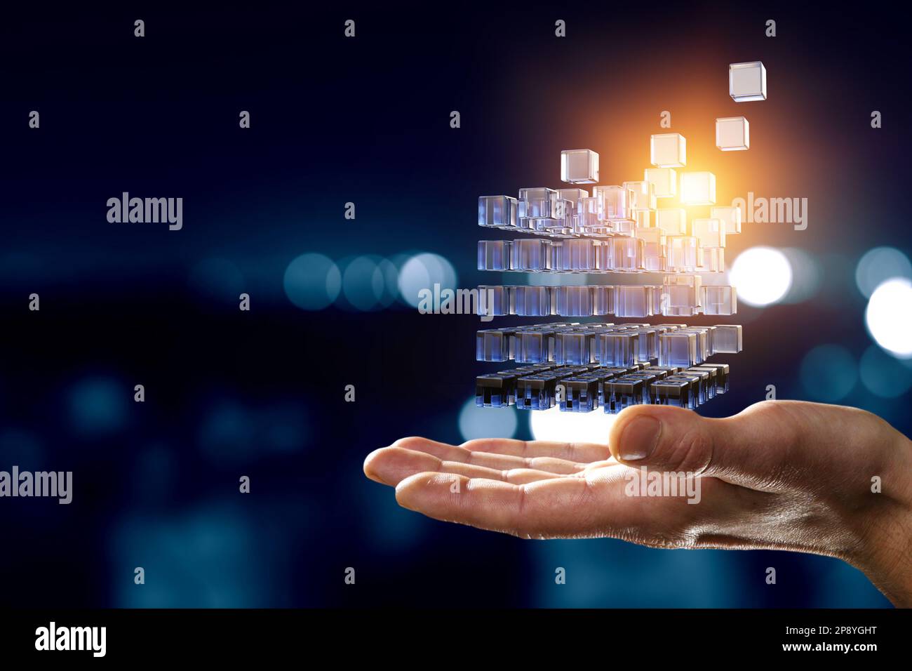 Glowing cubes. Innovation and creativity concept Stock Photo - Alamy