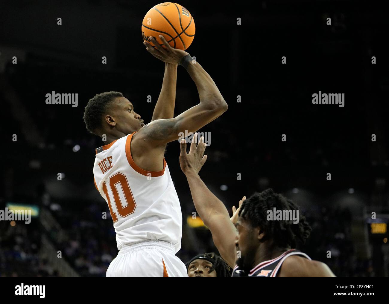 MAR 09 2023: Texas guard Sir'Jabari Rice (10)I scores with a mid range ...