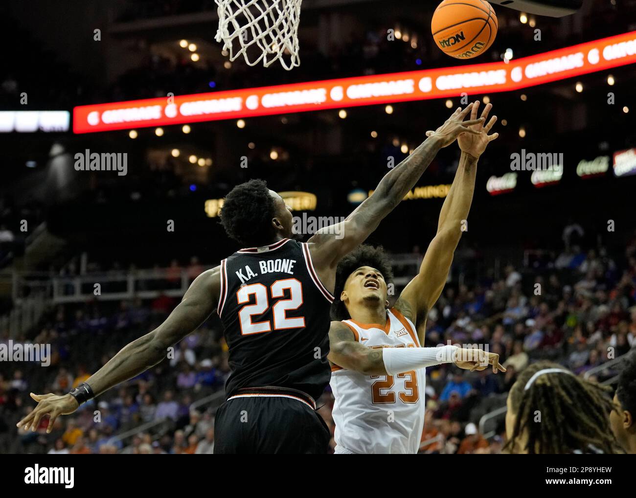 MAR 09 2023: Texas forward Dillon Mitchell (23) puts up a shot against ...