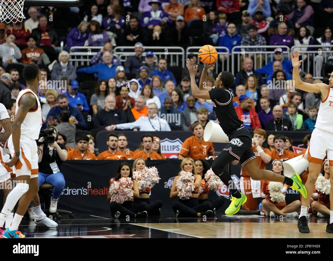 MAR 09 2023: Oklahoma State guard Bryce Thompson (1) puts up a runner ...