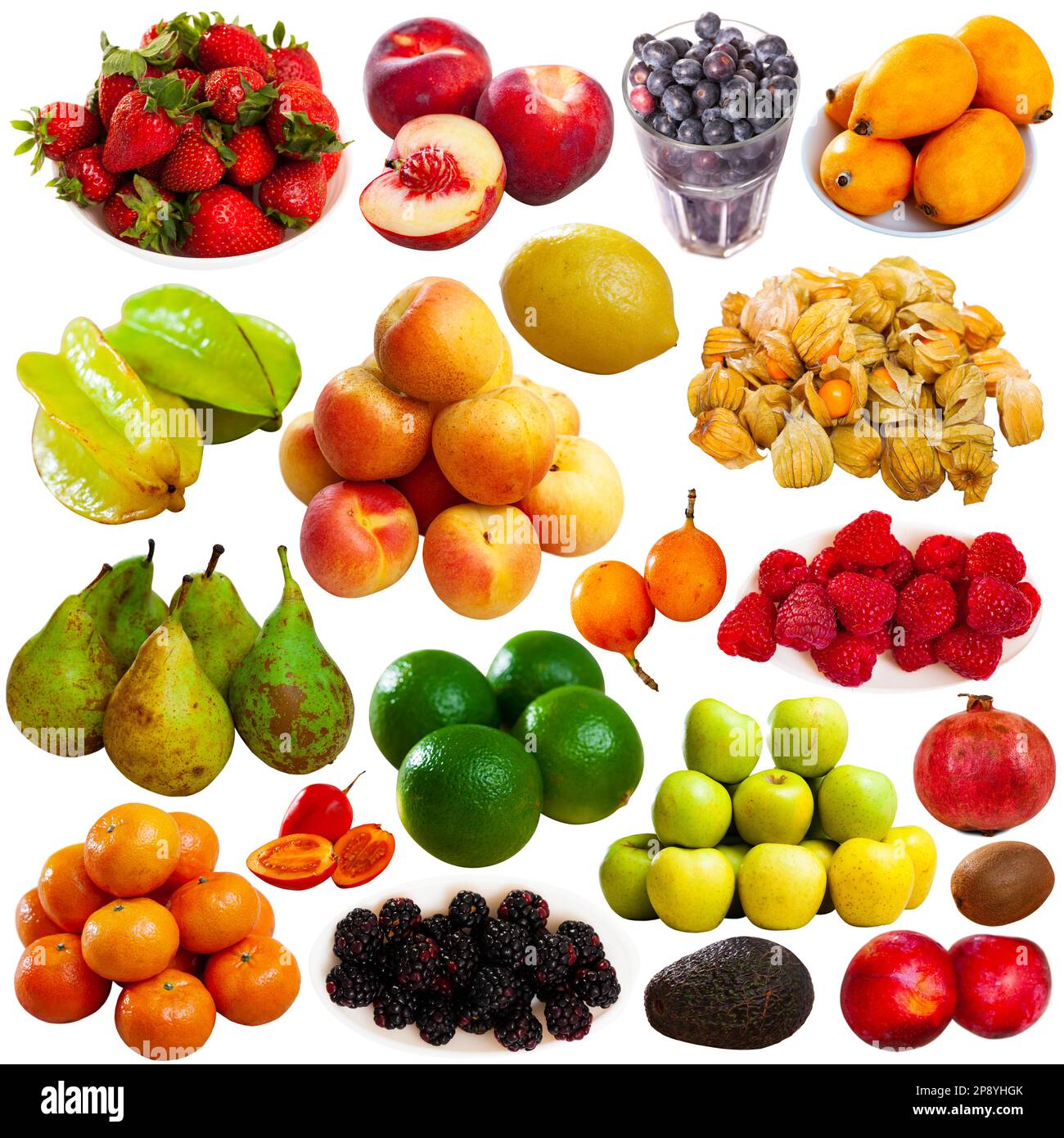 Set of assorted fruits isolated on white Stock Photo - Alamy