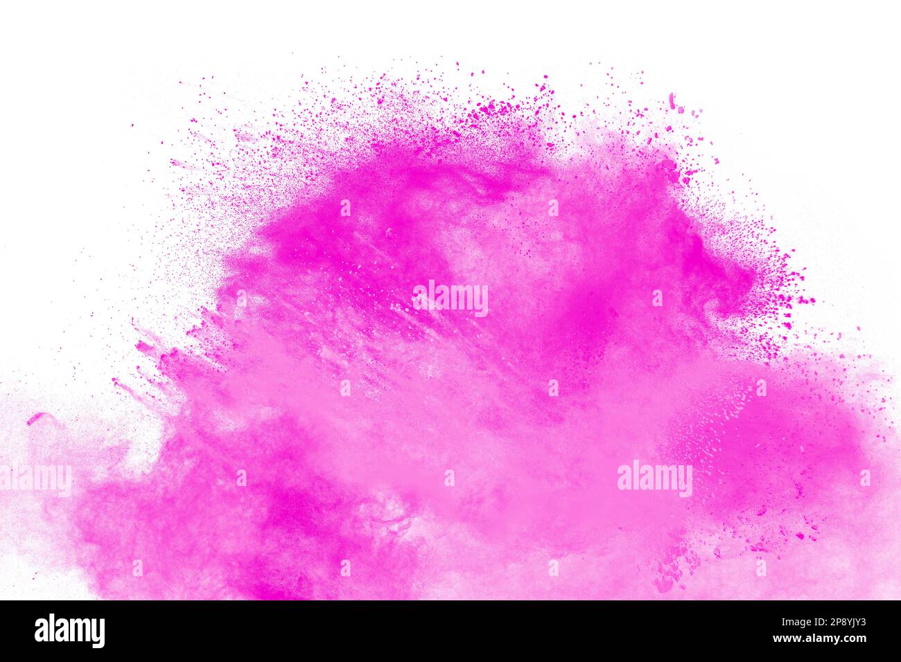 Pink dust particle splash on white background.Pink powder splash Stock ...