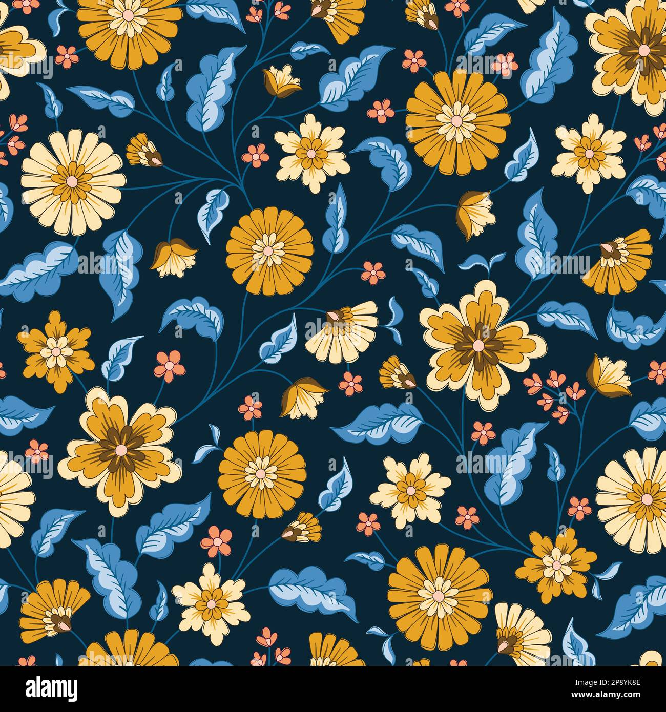 Indian Chintz Jacobean Flowers Vector Seamless Pattern Stock Vector Image & Art - Alamy