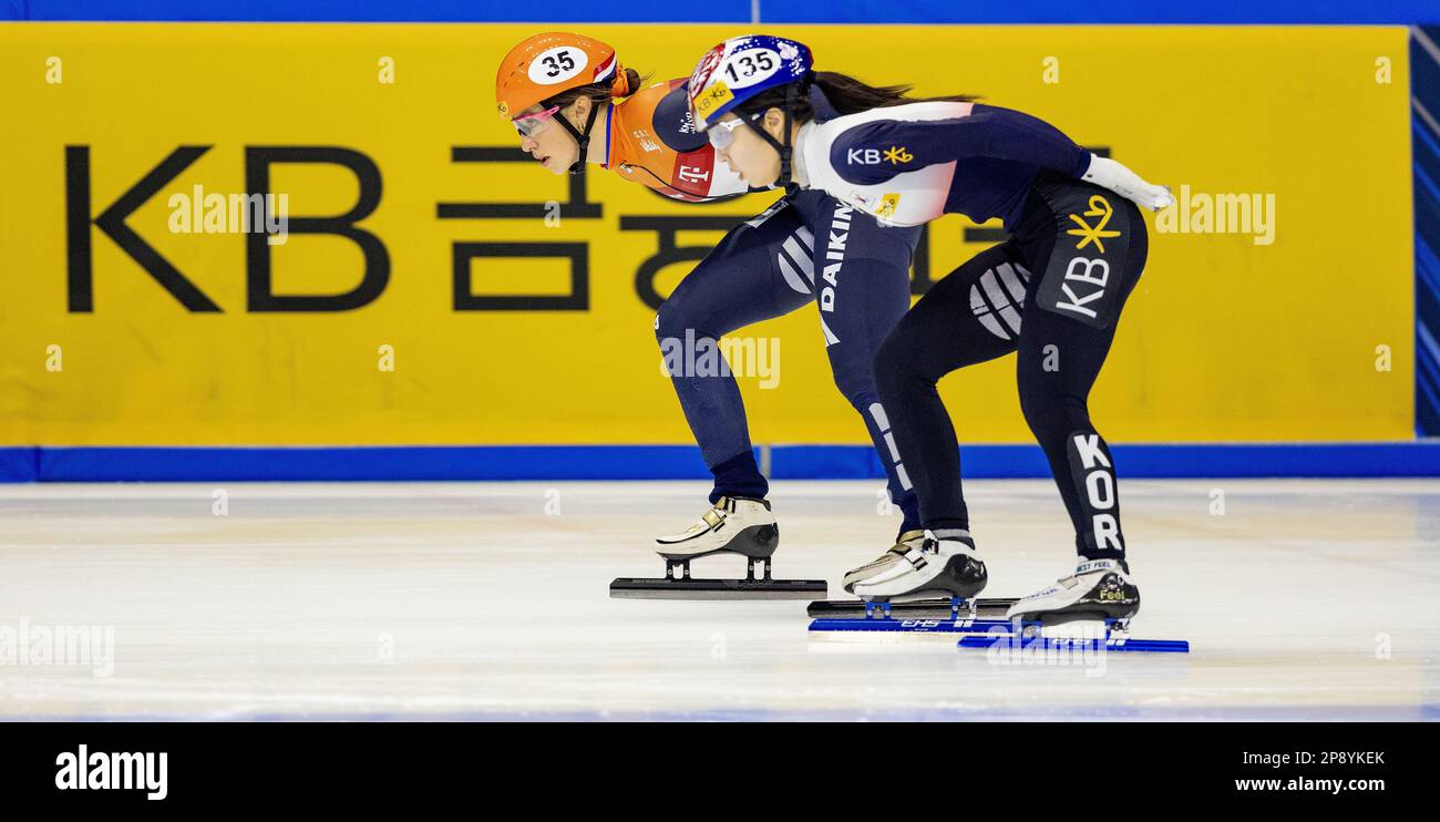 Seoul, South Korea. 10/03/2023, Suzanne Schulting (l) and Geon Hee Kim ...