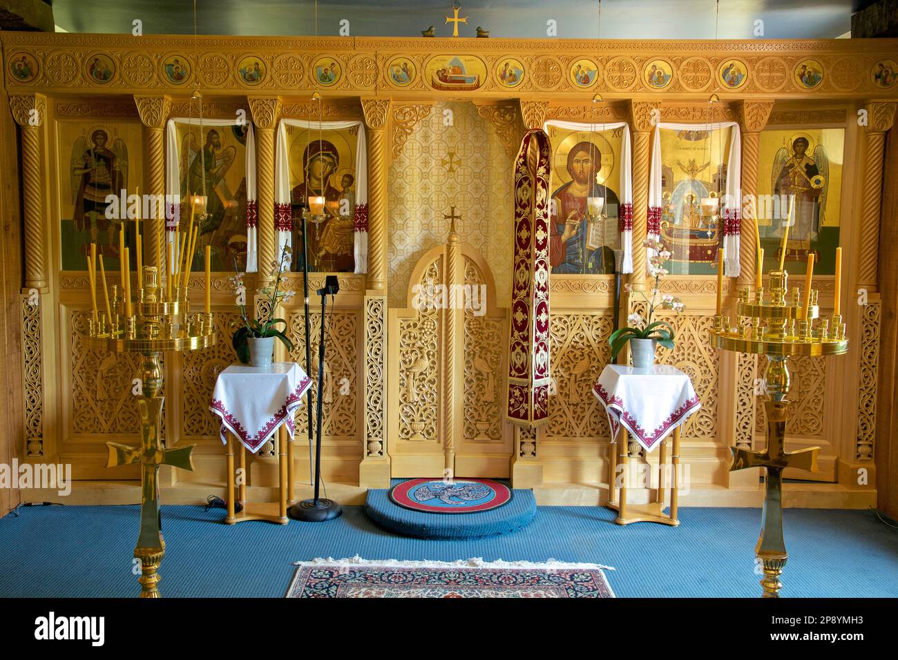 Interior of a church with golden colours decoration Stock Photo - Alamy