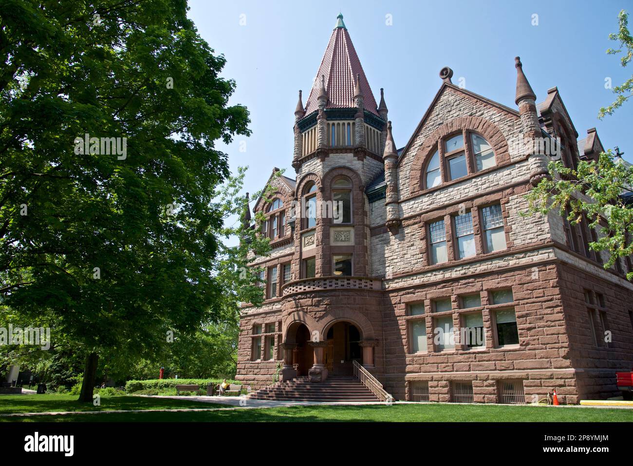 Gothic-style building exterior with stone material walls Stock Photo ...
