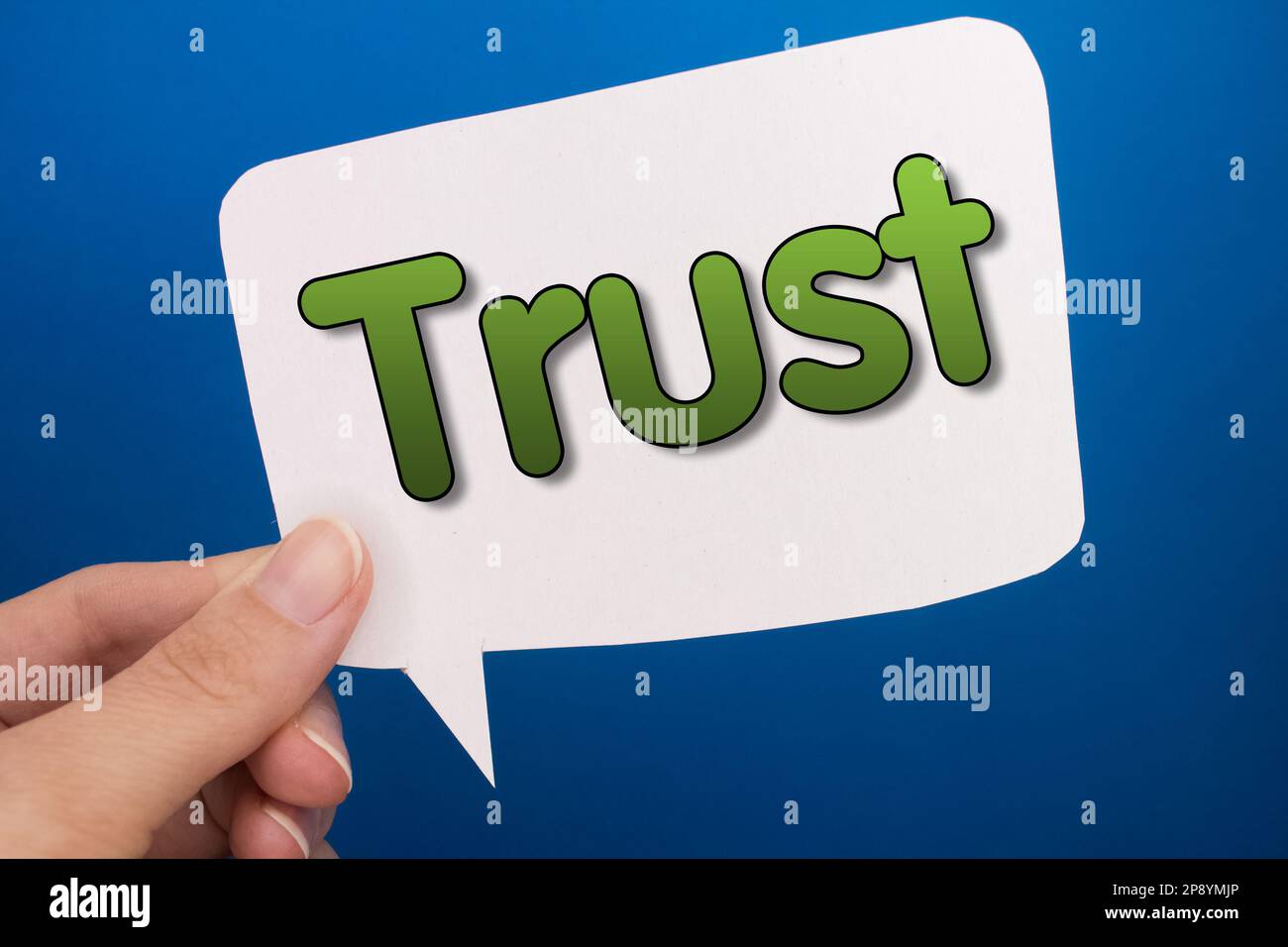 Speech bubble in front of colored background with Trust text Stock ...