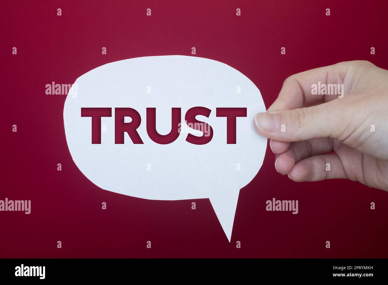 Speech bubble in front of colored background with Trust text Stock ...