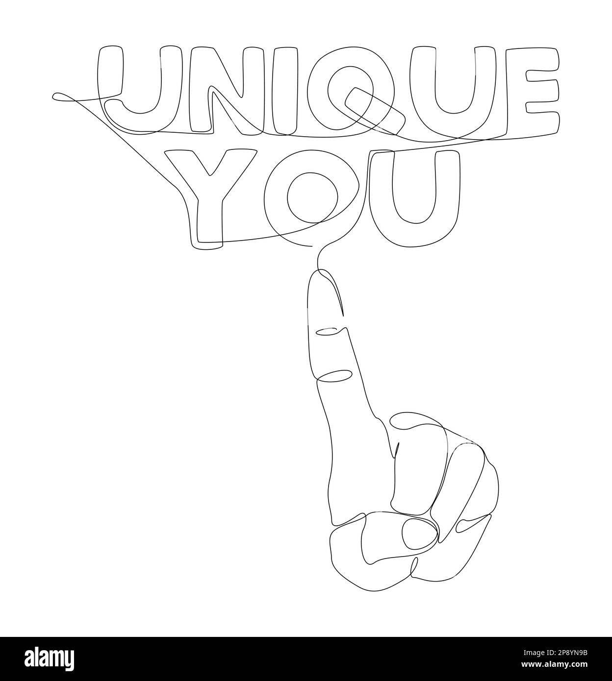 One Continuous Line Of Hand With Unique You Word Thin Line