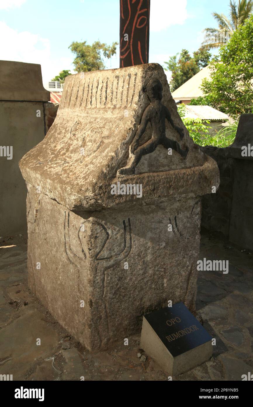 A sarcophagus that is traditionally called "waruga" at a locality of ...